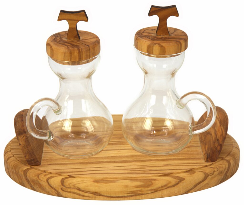 Olive wood cruet set - cruets sets and Laboratorio Gruppo Liturgico