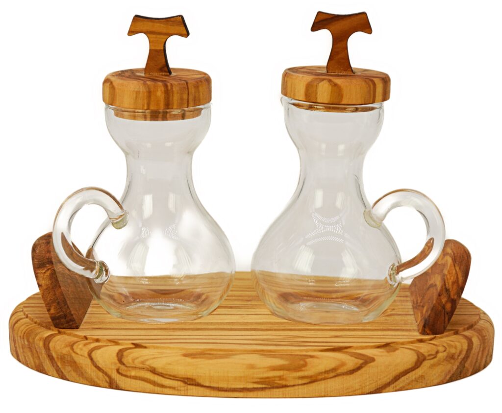 Olive wood cruet set - cruets sets and Laboratorio Gruppo Liturgico