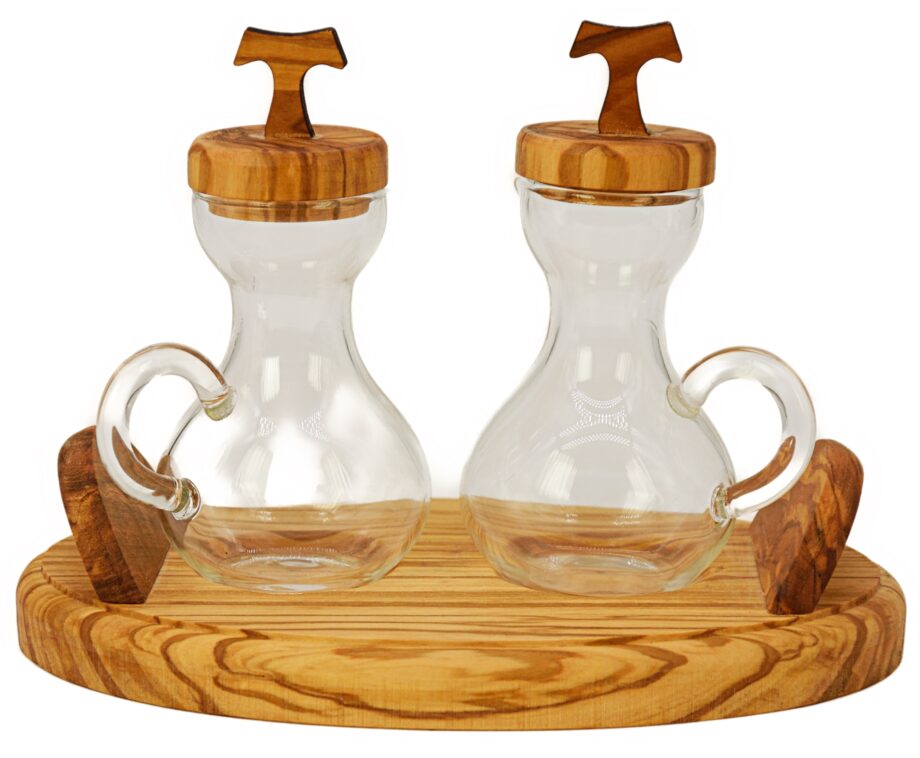 Olive wood cruet set - cruets sets and Laboratorio Gruppo Liturgico